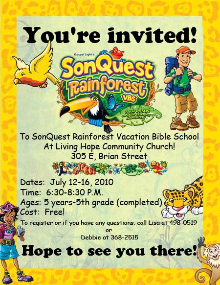 VBS-Flyer – Living Hope Church, Tea SD
